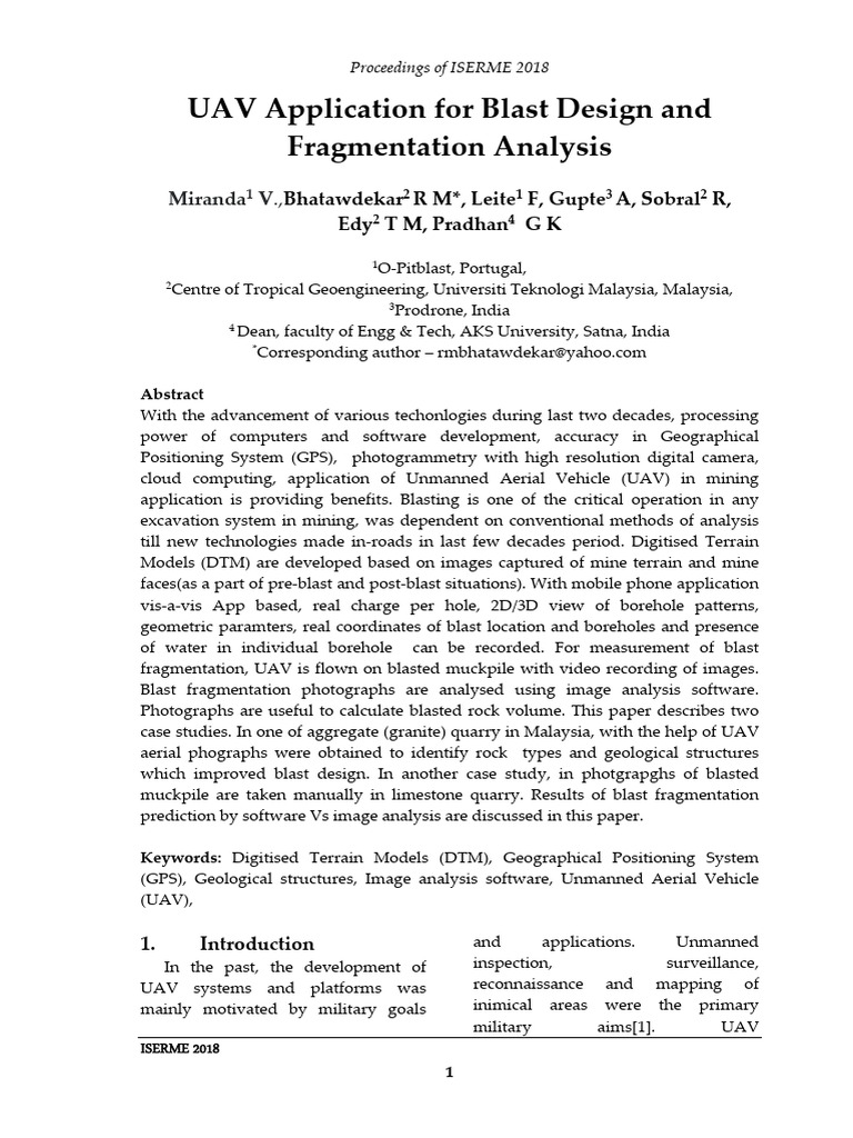UAVs in Mining: Blast Design & Analysis | PDF | Unmanned Aerial Vehicle ...
