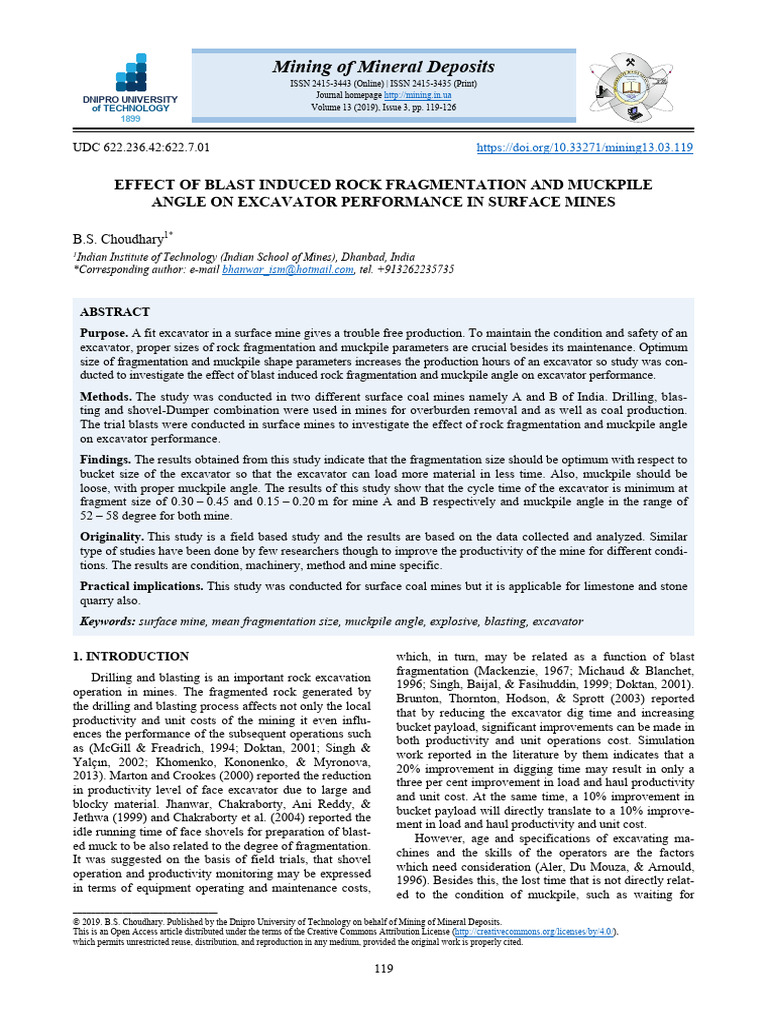 Effect of Blast Induced Rock Fragmentation and Muc | PDF | Mining ...