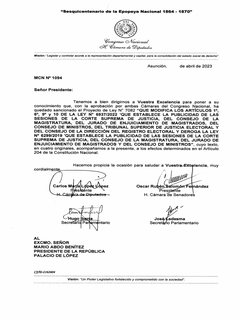 Ley 7082: Modificaciones a Publicidad Judicial | PDF | Gobierno