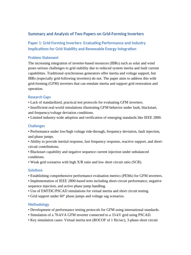 Grid-Forming Inverters: Performance Insights | PDF | Power Inverter ...