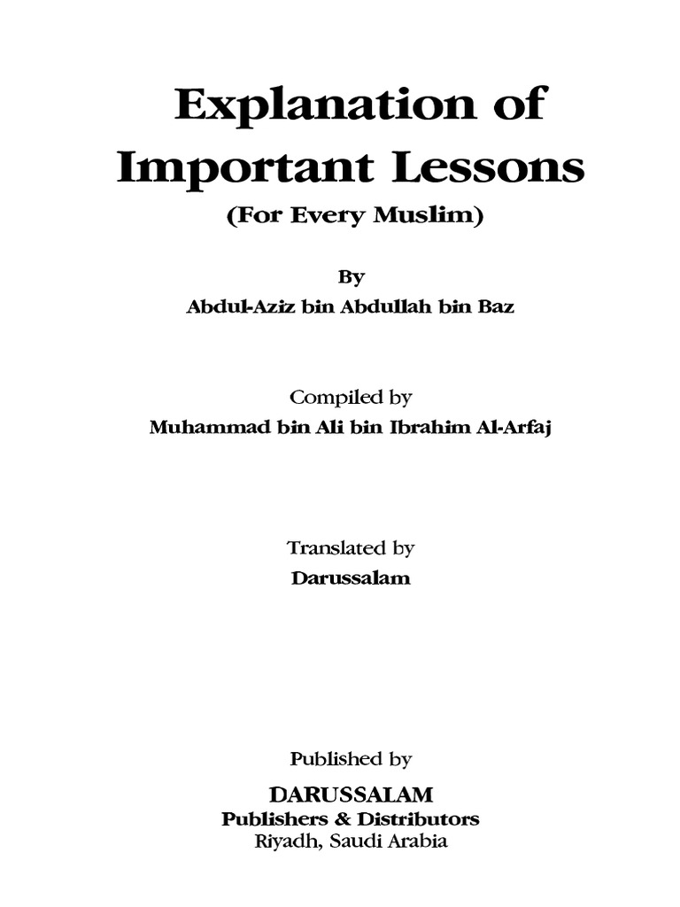 Explanation of Important Lessons | PDF