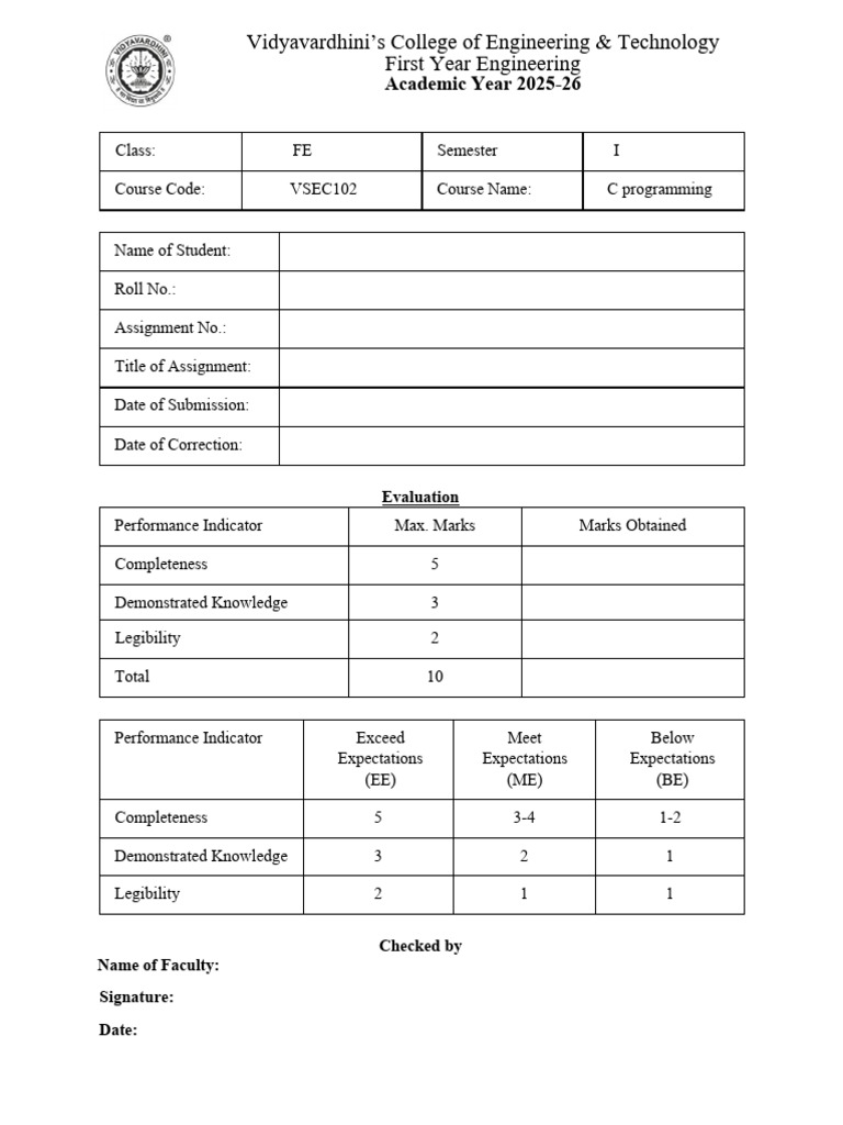 Each ASSIGNMENT First Page (Rubrics) | PDF