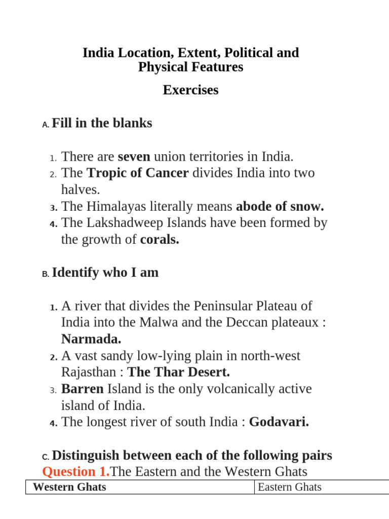Chapter 9 India Location Extent Political and Physical Features | PDF ...