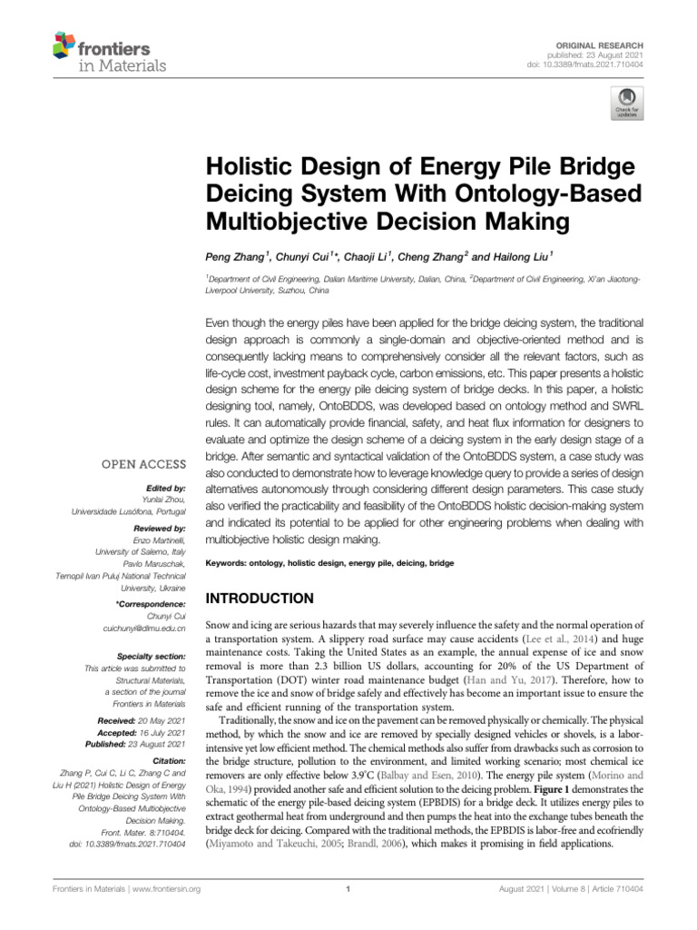 Holistic Design of Energy Pile Bridge Deicing System With Ontology ...
