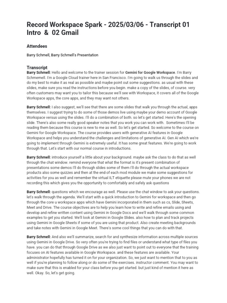Gemini AI Training for Google Workspace | PDF | Artificial Intelligence ...