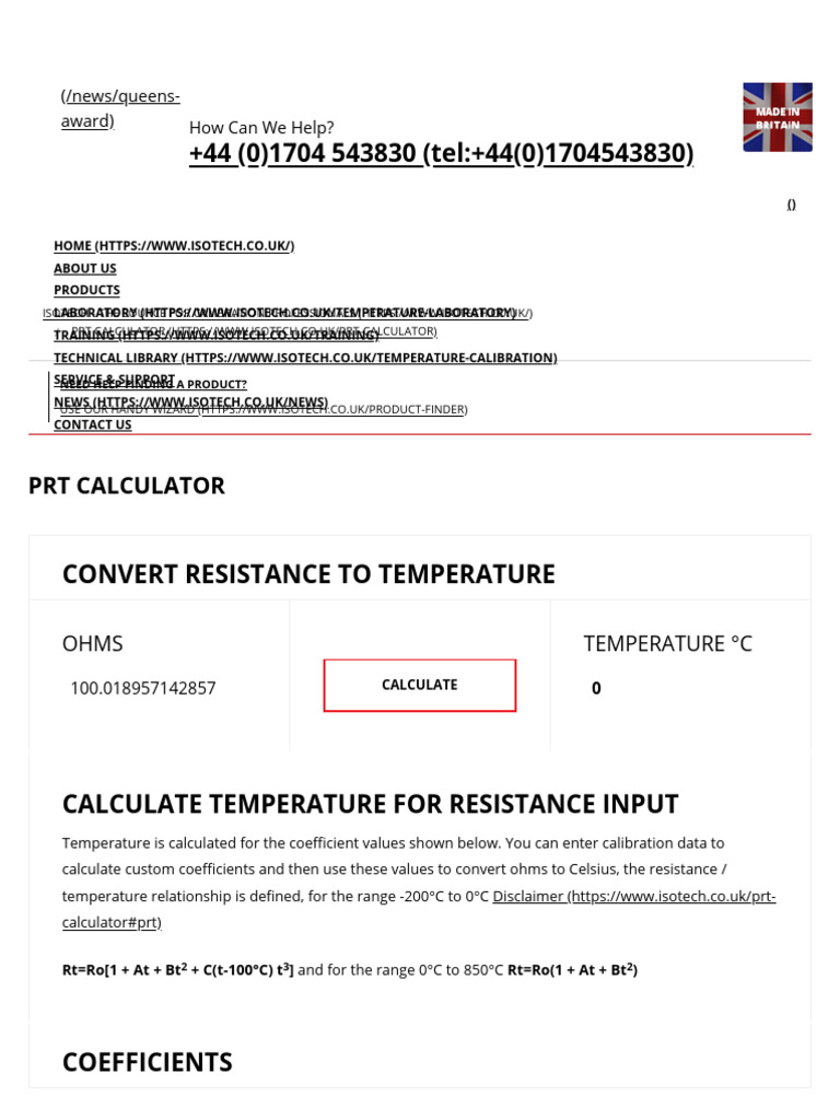IEC 60751 PRT Coefficient Calculator | PDF | Temperature
