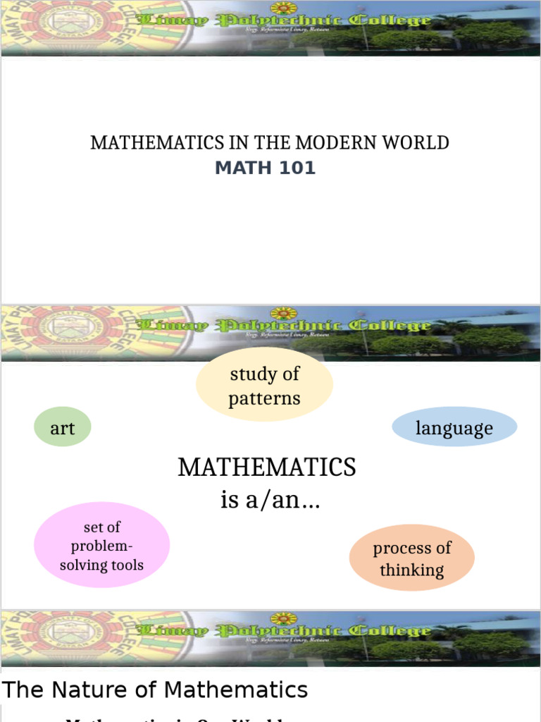 Lecture 1 Nature of Mathematics | PDF | Pattern | Sequence