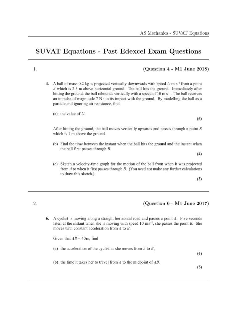 SUVAT Equations | PDF