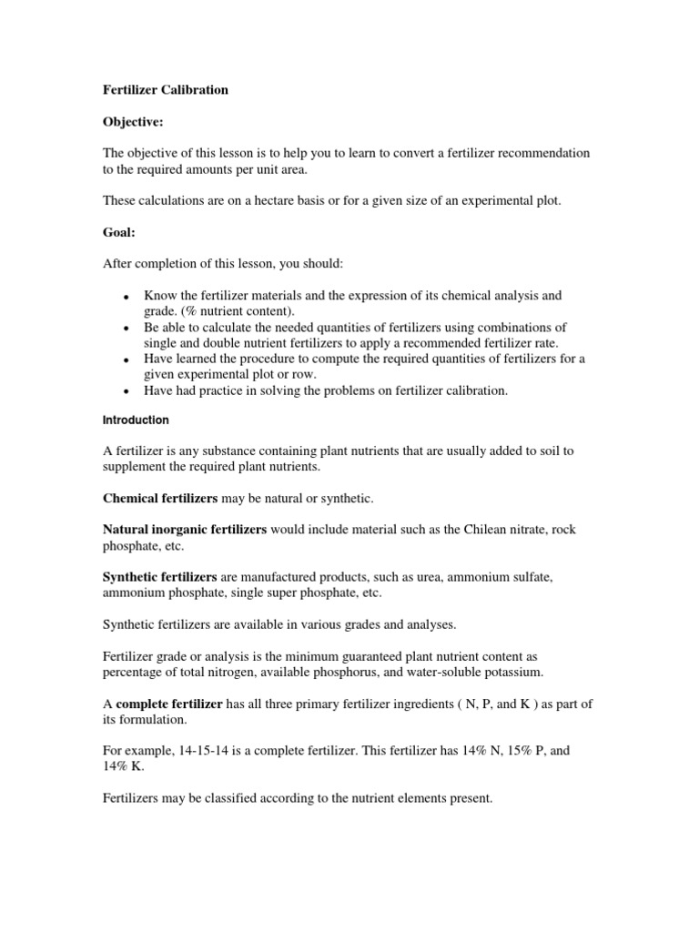 Fertilizer Calibration | PDF | Plant Nutrition | Fertilizer