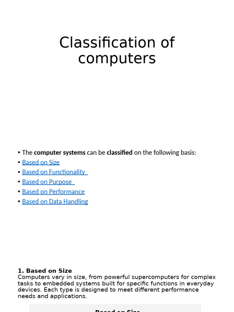 Computer Classification Explained | PDF | Mainframe Computer | Personal ...