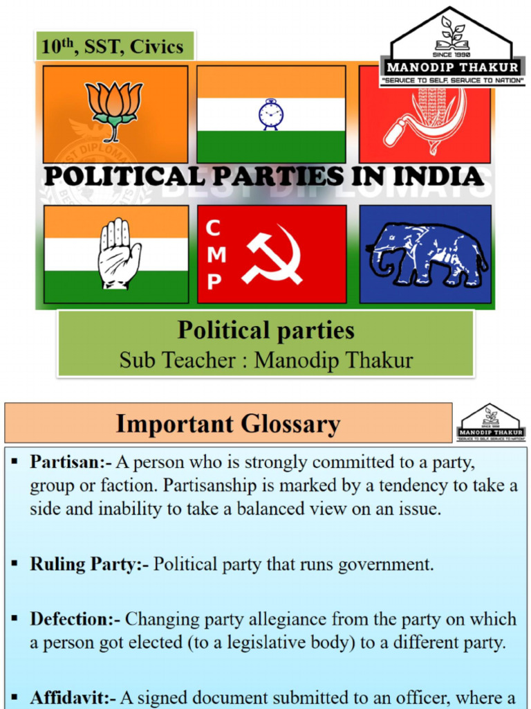 Civics - 4 - Political Parties by Manodip Thakur | PDF