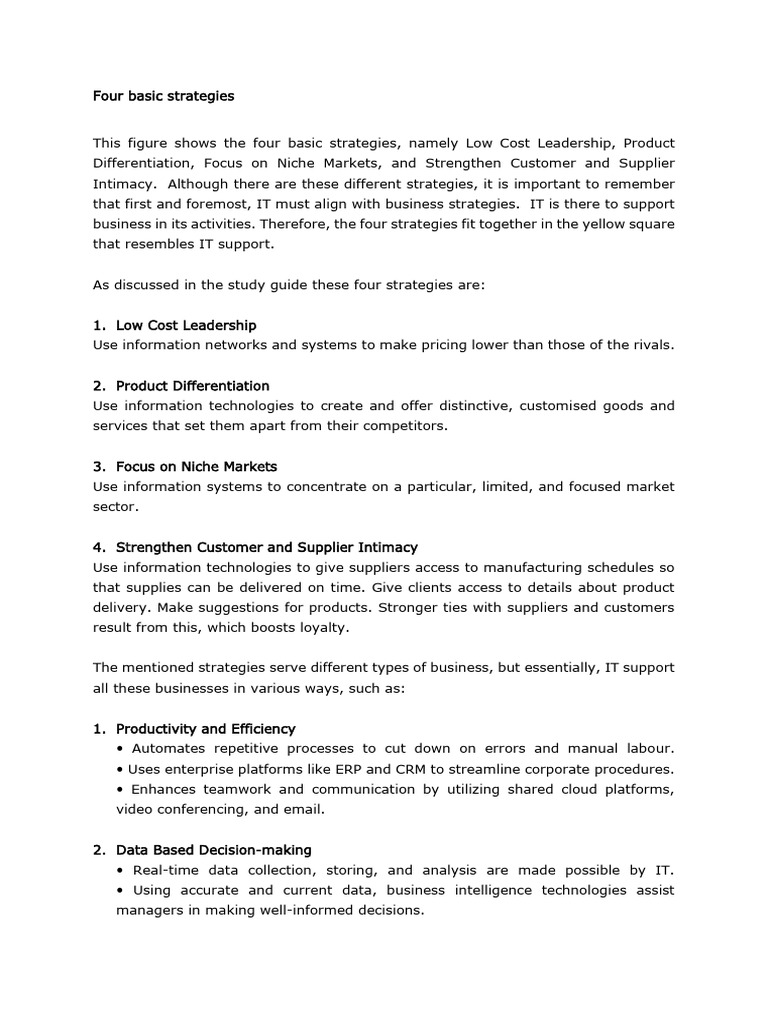 Four Basic Strategies | PDF | Cloud Computing | Strategic Management