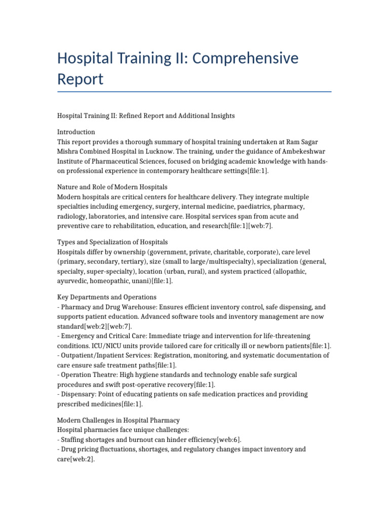 Hospital Training Insights at Ram Sagar | PDF | Hospital | Electronic ...