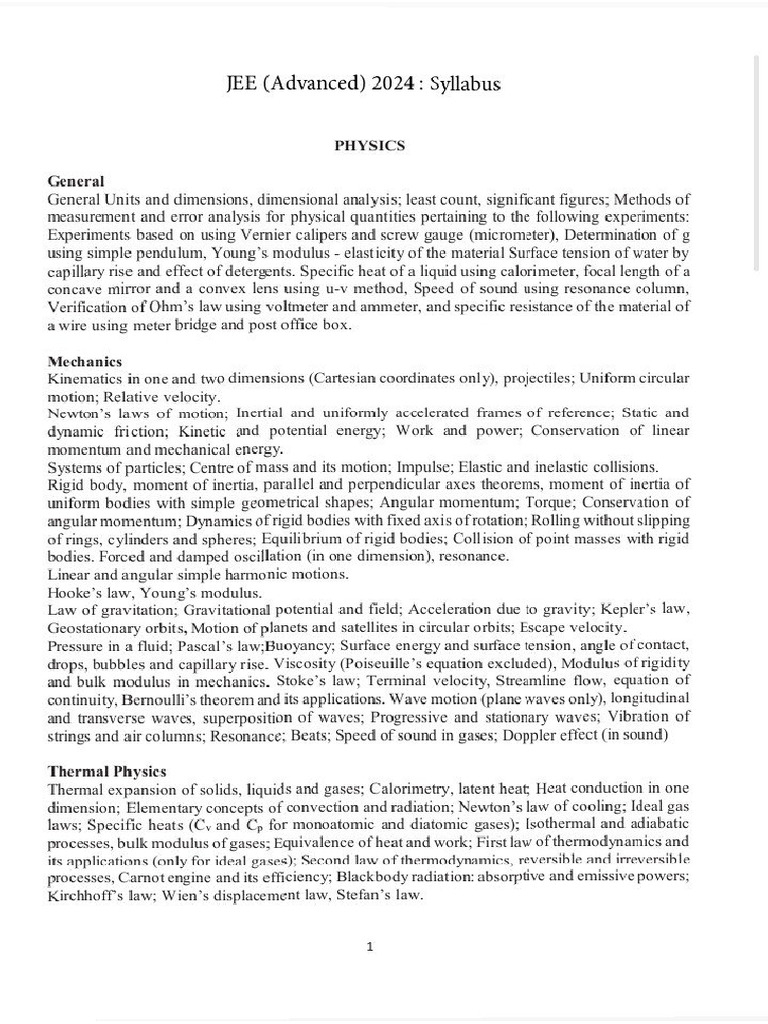 JEE Syllabus | PDF