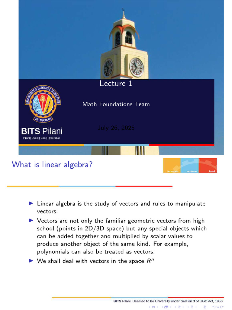 Sem1 MFML Lecture-1 | PDF