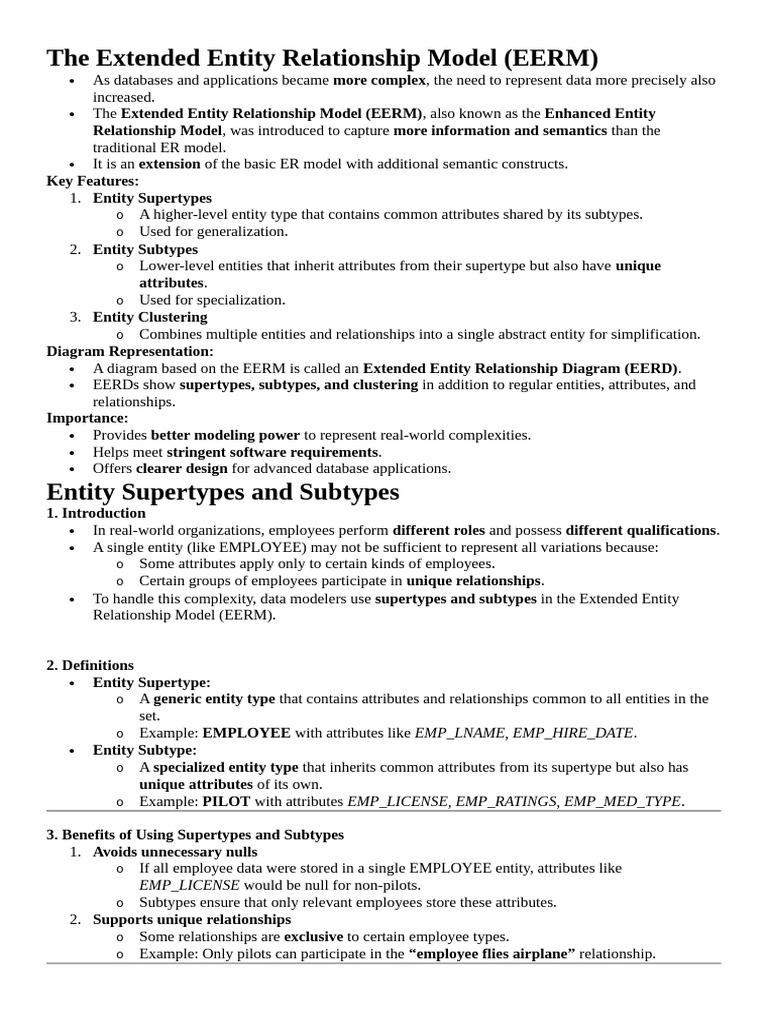 DBMS Unit III - Advanced Data Modeling and Entity Clustering | PDF ...
