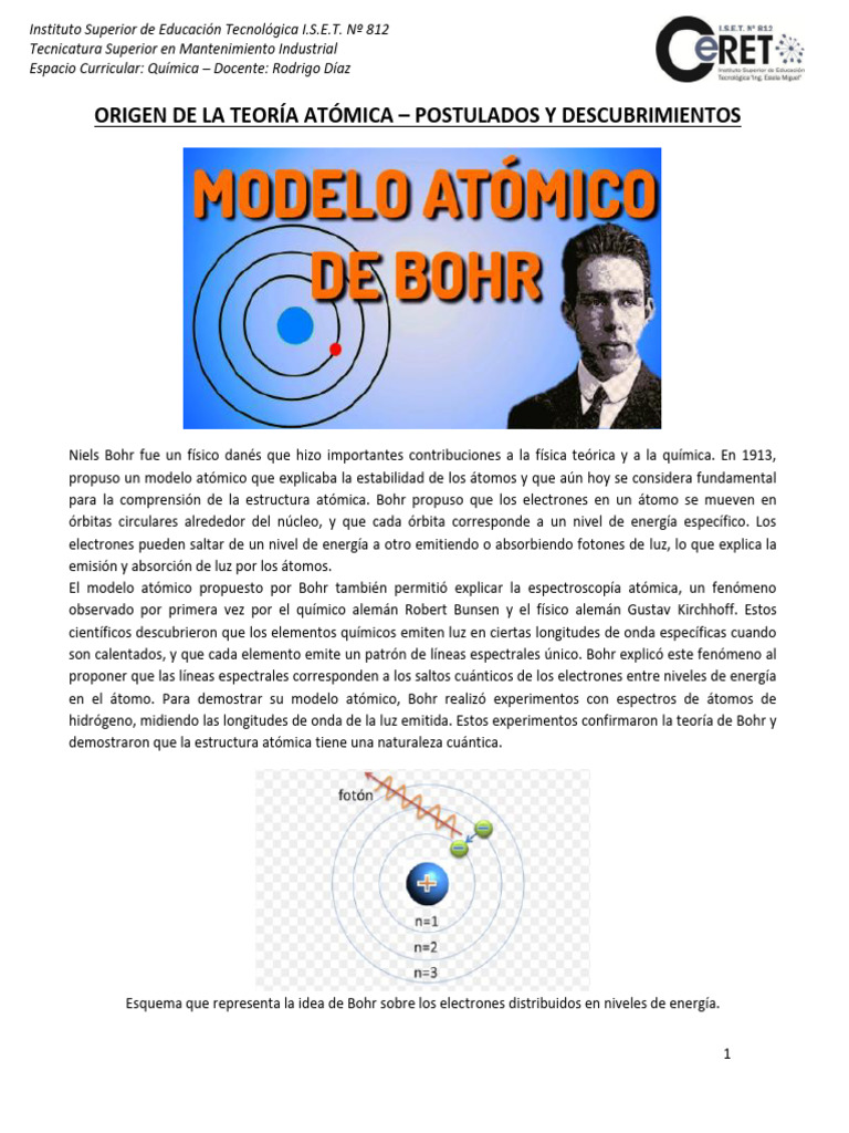 4 Teoria Atómica Bohr Schrodinger Chadwick | PDF | Átomos | Física nuclear