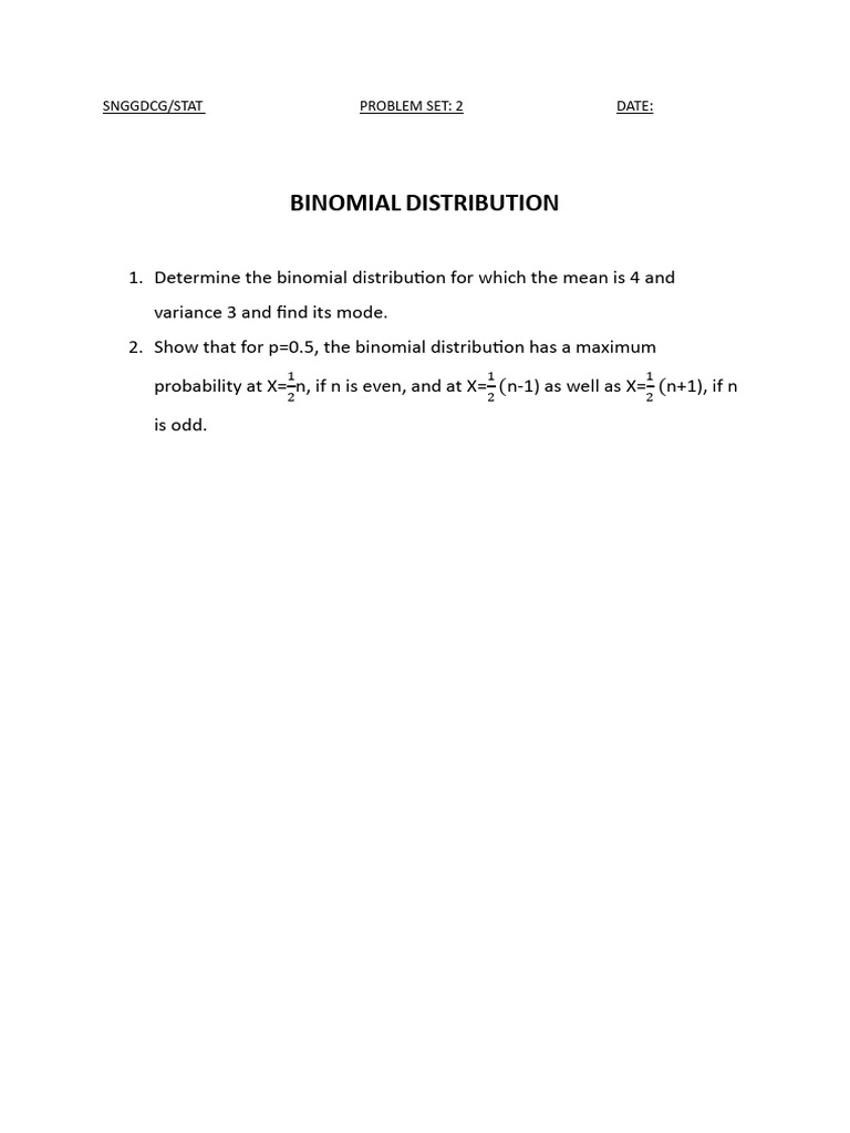 Application Problems Based On Binomial Distribution | PDF