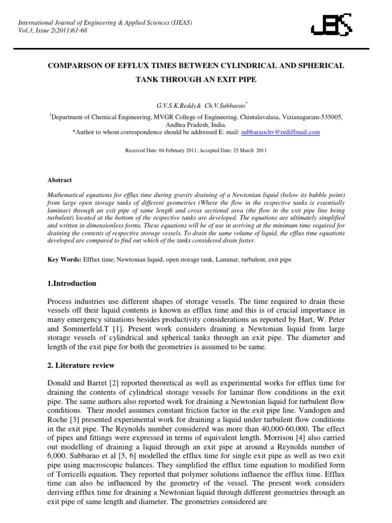 Efflux Time 2 | PDF | Fluid Dynamics | Reynolds Number