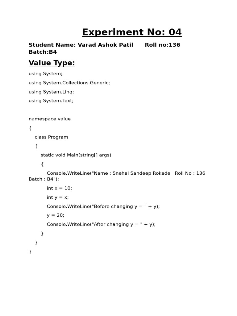 Value vs Reference Types in C# | PDF
