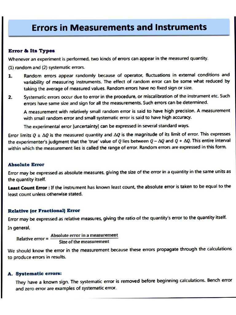 'Topic01 - Error' (To Be Revised Before Taking The Revision Class) | PDF