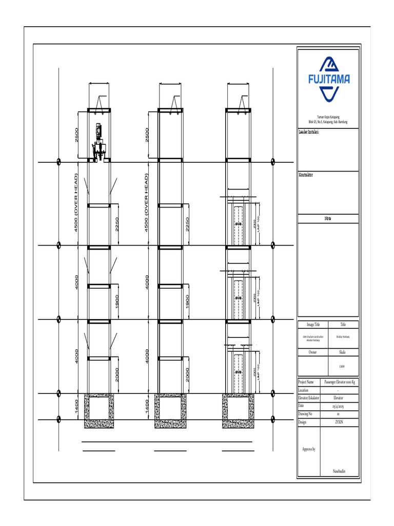 Gambar Struktur Kontruksi Passenger Lift 1000 KG | PDF | Transport ...