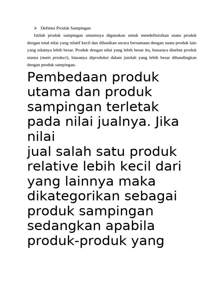 Definisi dan Karakteristik Produk Sampingan | PDF