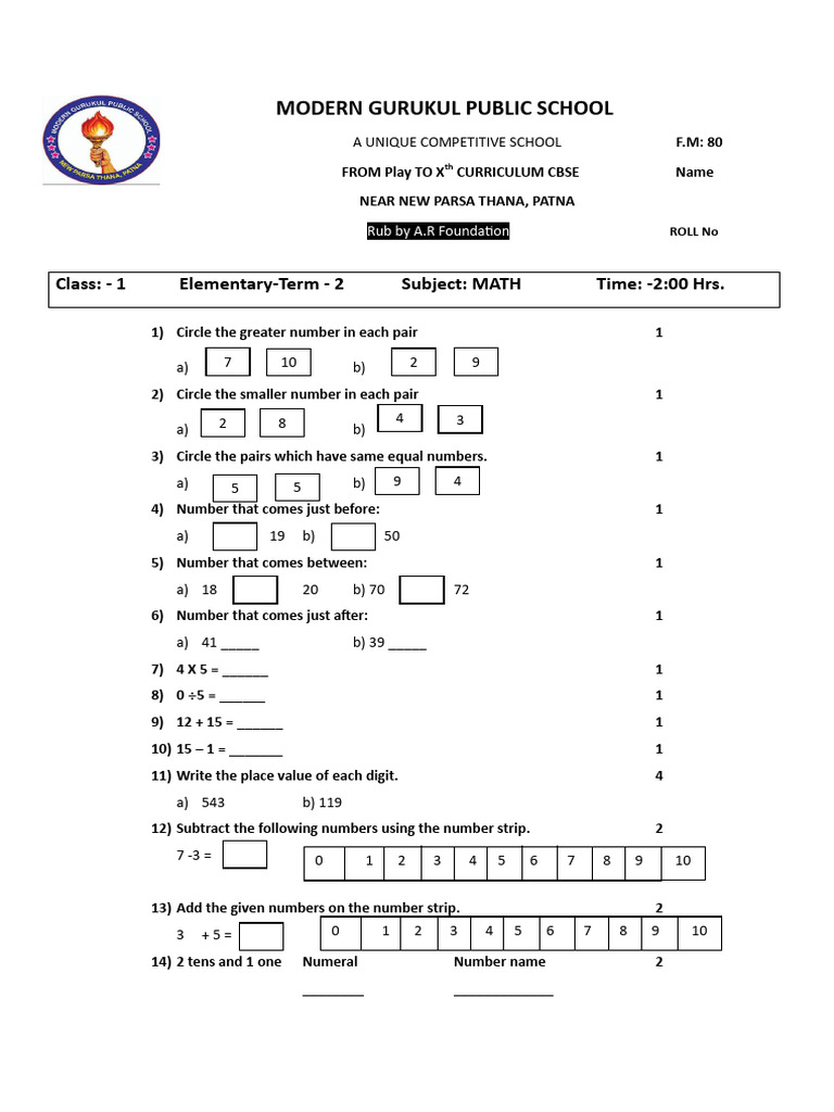 CBSE Class 1 Math Worksheet | PDF | Mathematics | Fruit