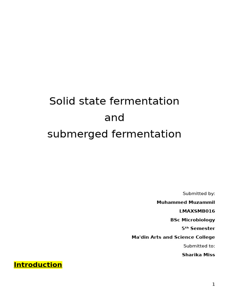 Solid vs. Submerged Fermentation Explained | PDF | Fermentation ...