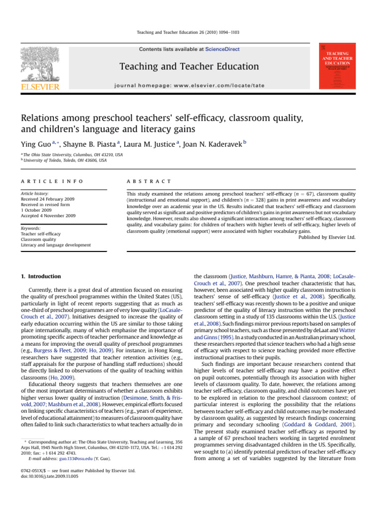 Teaching and Teacher Education | PDF | Self Efficacy | Teachers