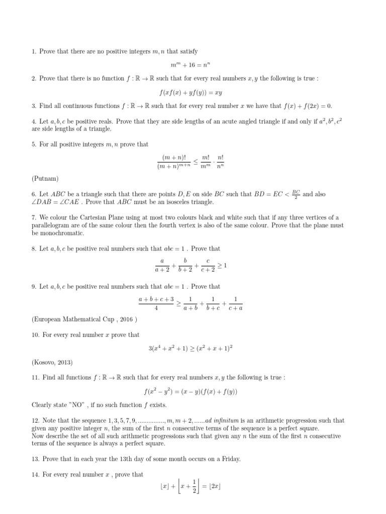 Advanced Mathematical Proofs and Problems | PDF | Mathematics ...