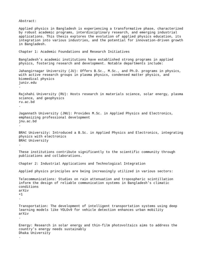 Applied Physics Advancements in Bangladesh | PDF | Physics | Astronomy