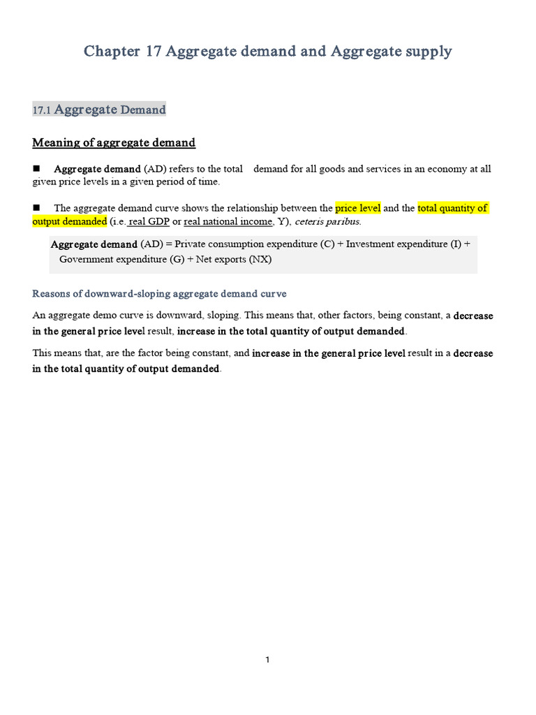 Aggregate Demand and Supply Overview | PDF | Supply (Economics ...