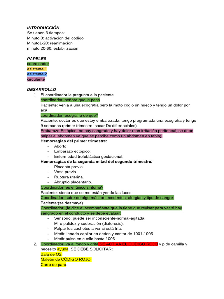 Protocolo de Código Rojo en Emergencias | PDF | El embarazo | Salud ...