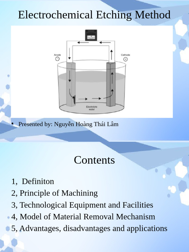 Electrochemical Etching Process Guide | PDF | Anode | Electrochemistry