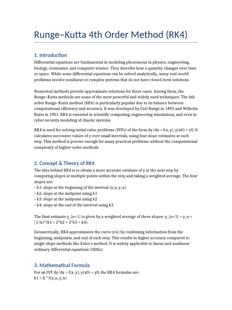 Runge Kutta 4th Order Assignment Expanded Full | PDF | Applied Mathematics | Computational Science