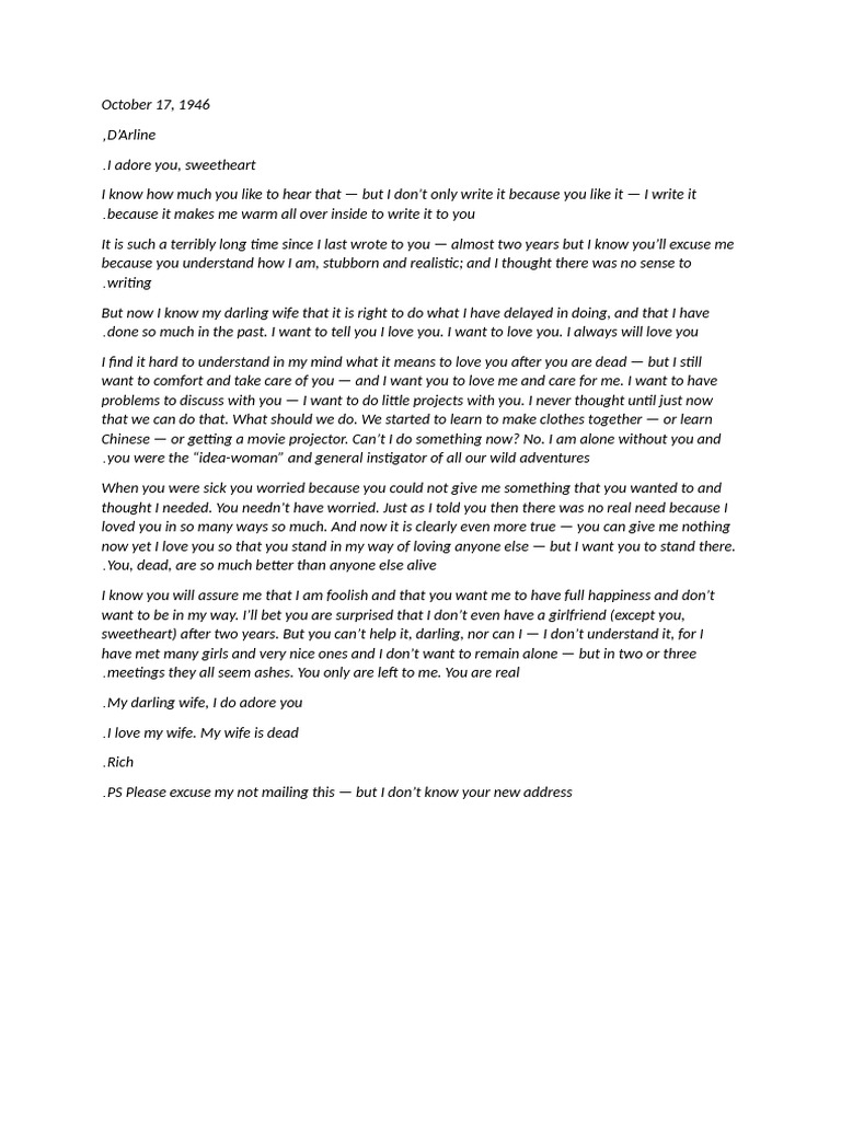 Richard Feynman Letter To His Wife | PDF