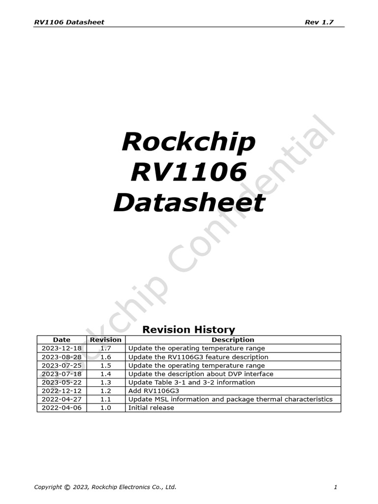 Rockchip RV1106 Datasheet V1.7-20231218 | PDF | Information And ...