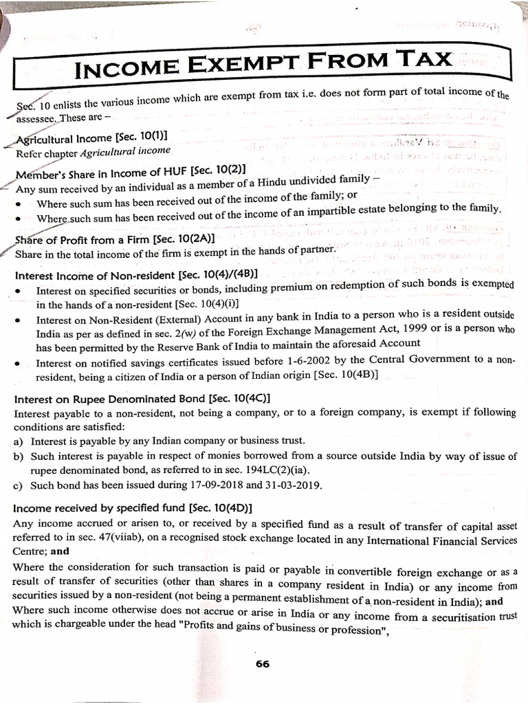 Income Exempt From Tax | PDF