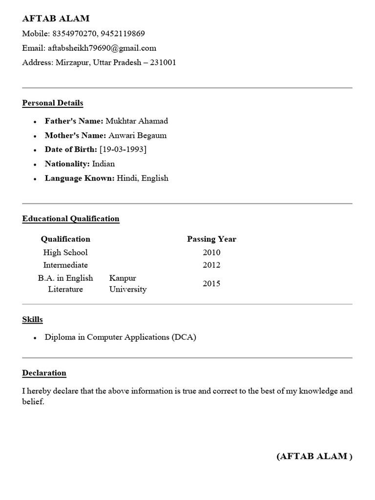Aftab Resume | PDF