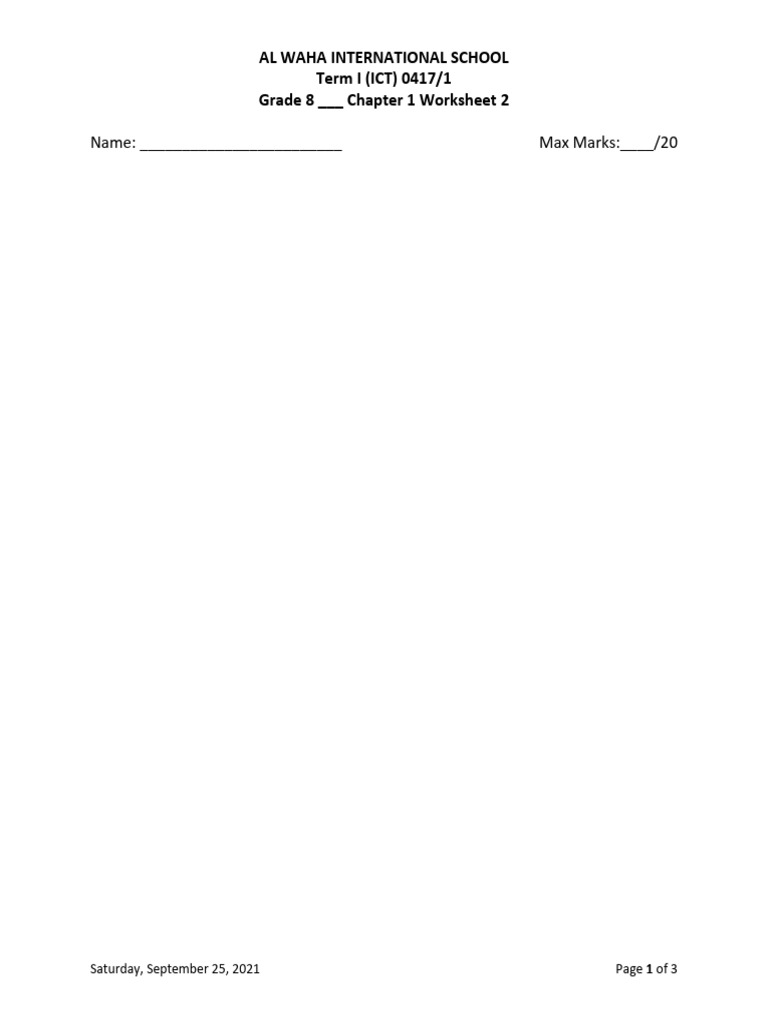 Grade 8 ICT Chapter 1 Worksheet 2 Answers | PDF | Graphical User ...