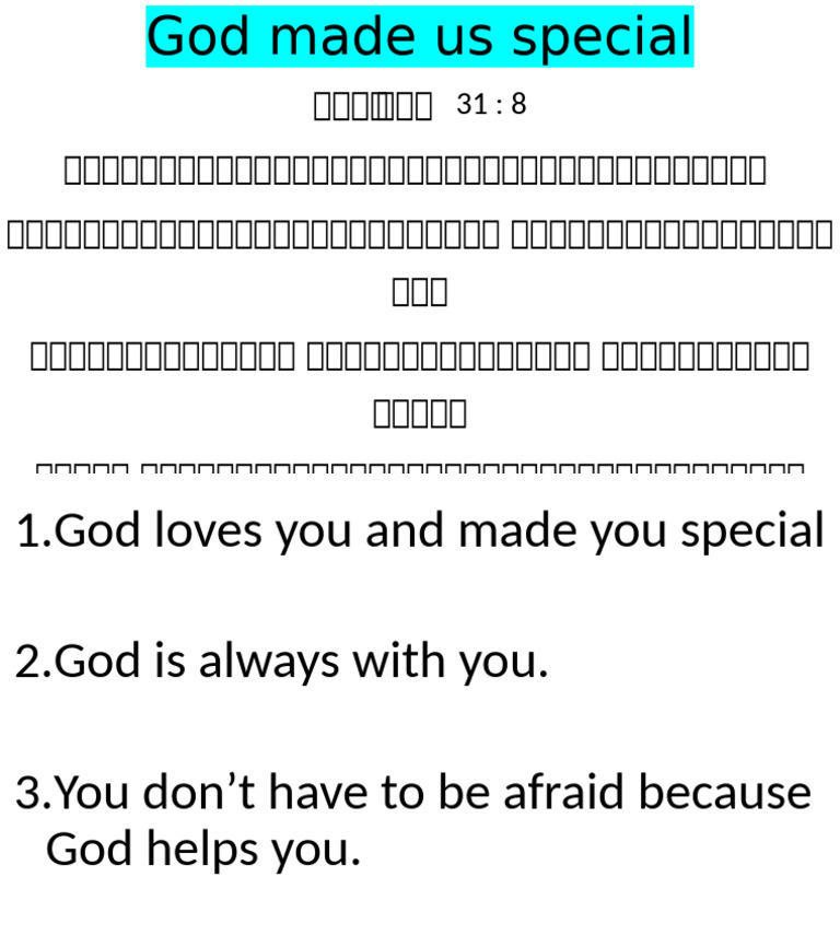 God Made Us Special | PDF
