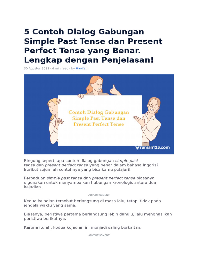 Contoh Dialog Tenses dalam Bahasa Inggris | PDF