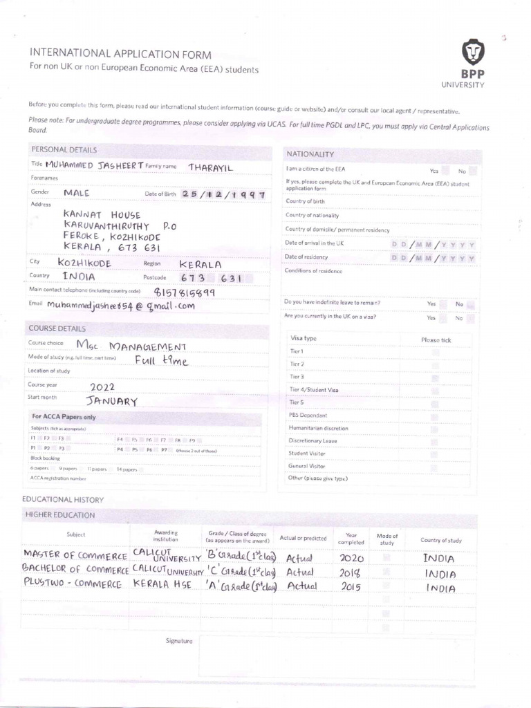 BPP Form | PDF