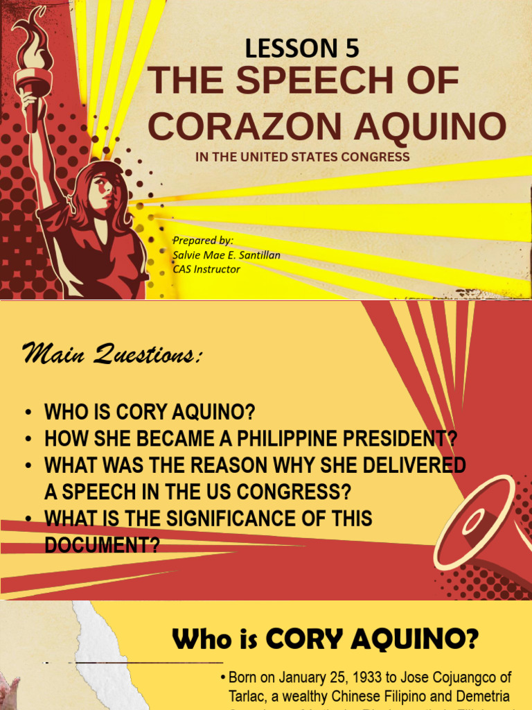 Cory Aquino's US Congress Speech | PDF | Corazon Aquino | Benigno ...
