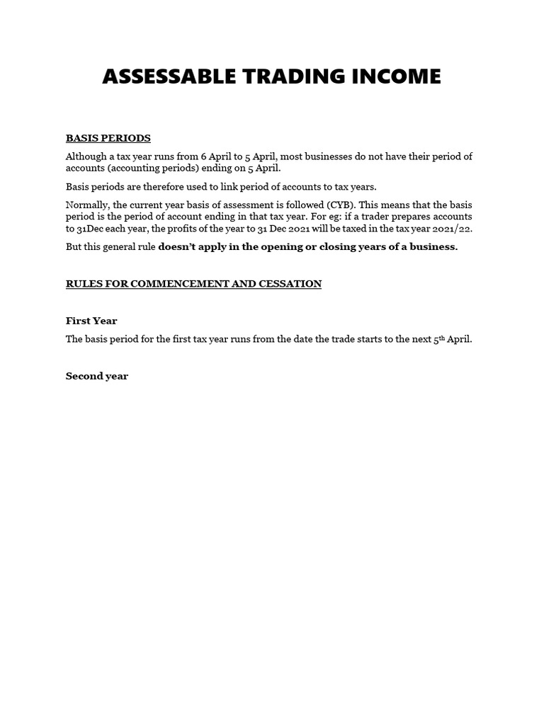 Assessable Trading Income Guidelines | PDF | Taxes | Fiscal Year
