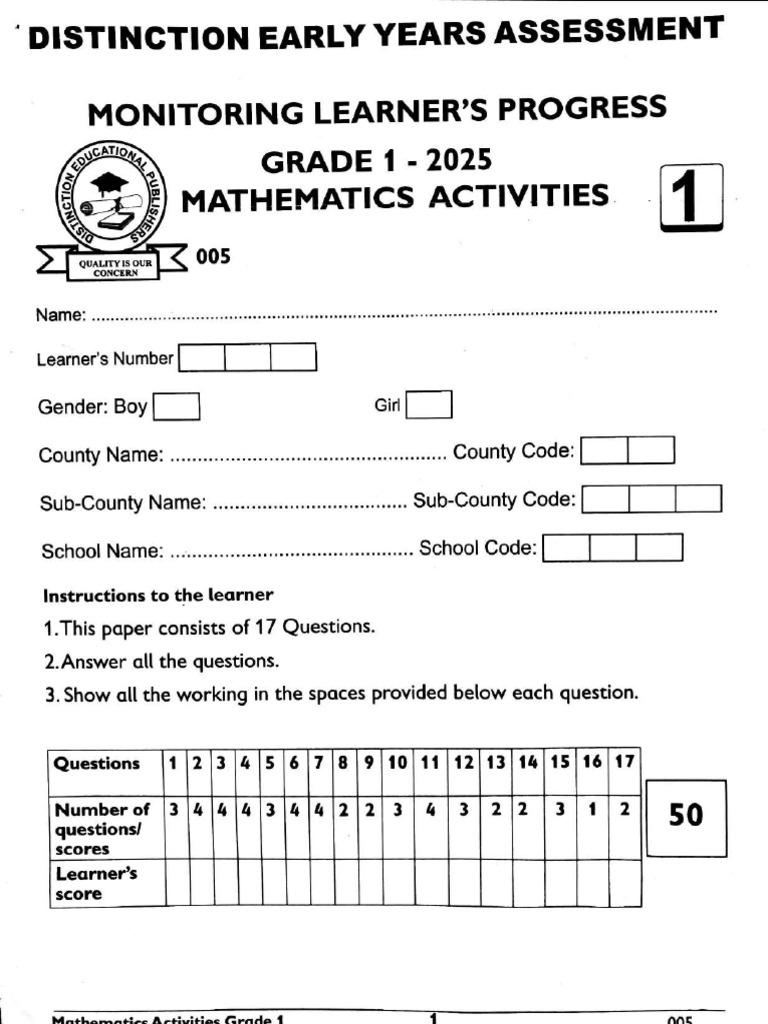 Grade 1 005 Distinction All Subjects PDF | PDF