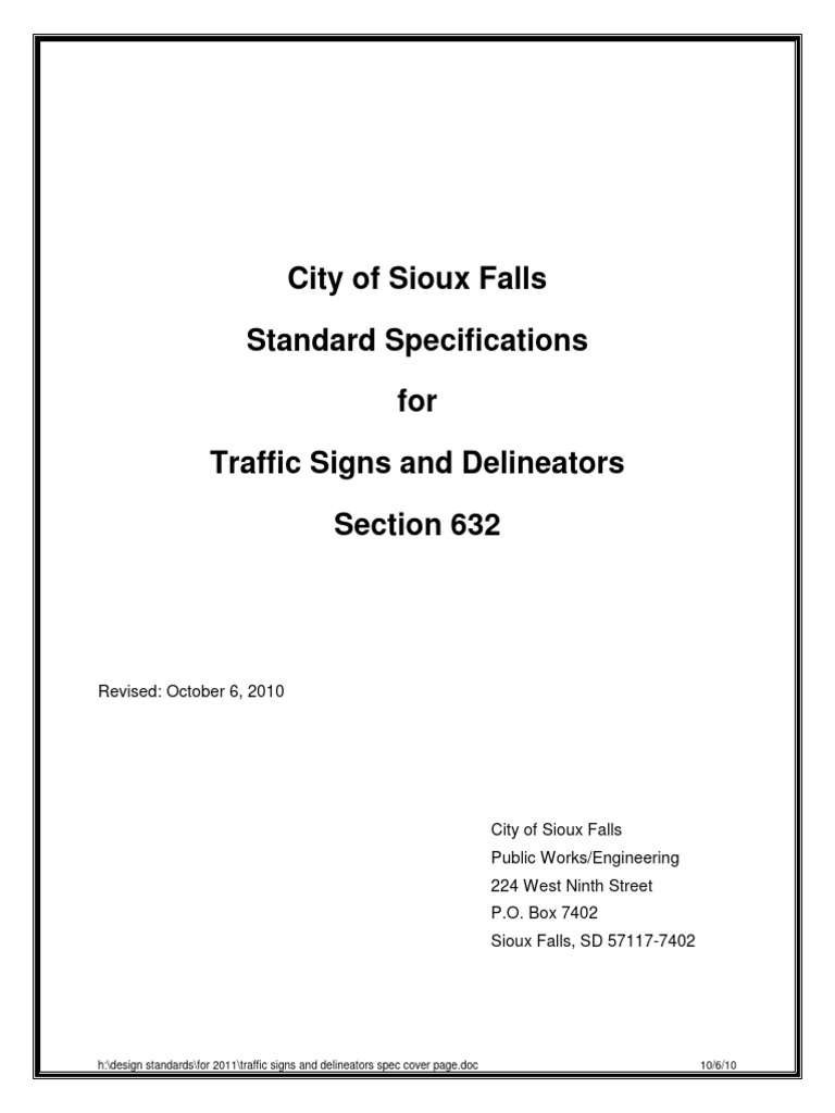 Sioux Falls Traffic Sign Standards | PDF | Color | Screw