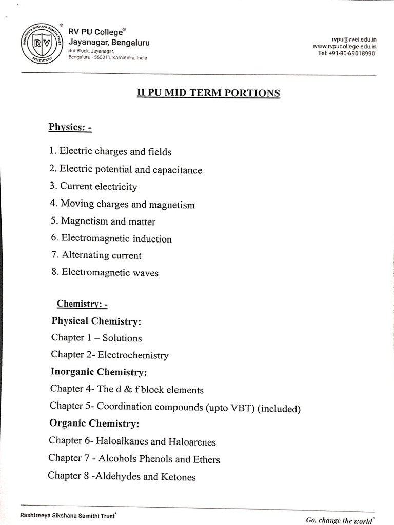 Mid Term Portions | PDF