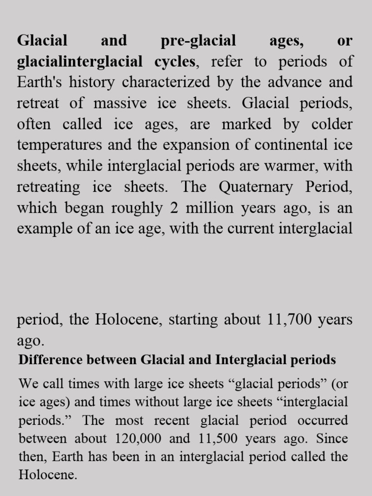 Glacial and Interglacial Periods Explained | PDF | Ice Age | Glacier